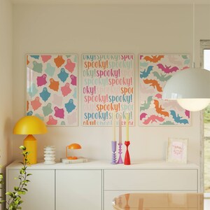 Pastel Halloween Prints Set of 3, Colorful Halloween Wall Art Printable ...