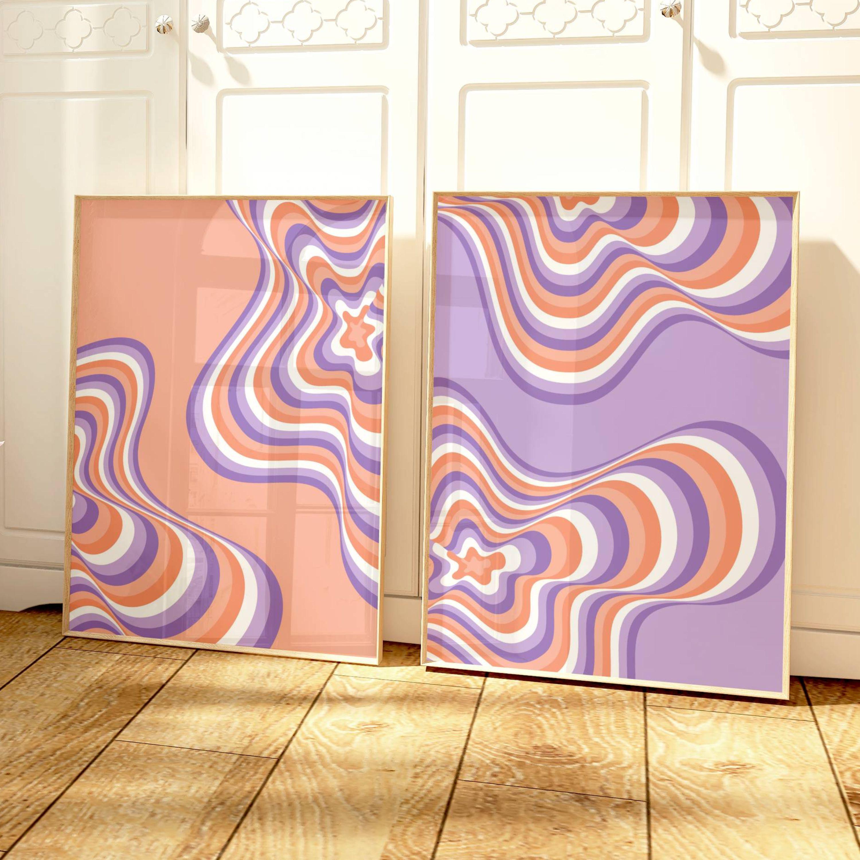 Purple and Orange Abstract Printable Wall Art Set of 2, Colorful ...