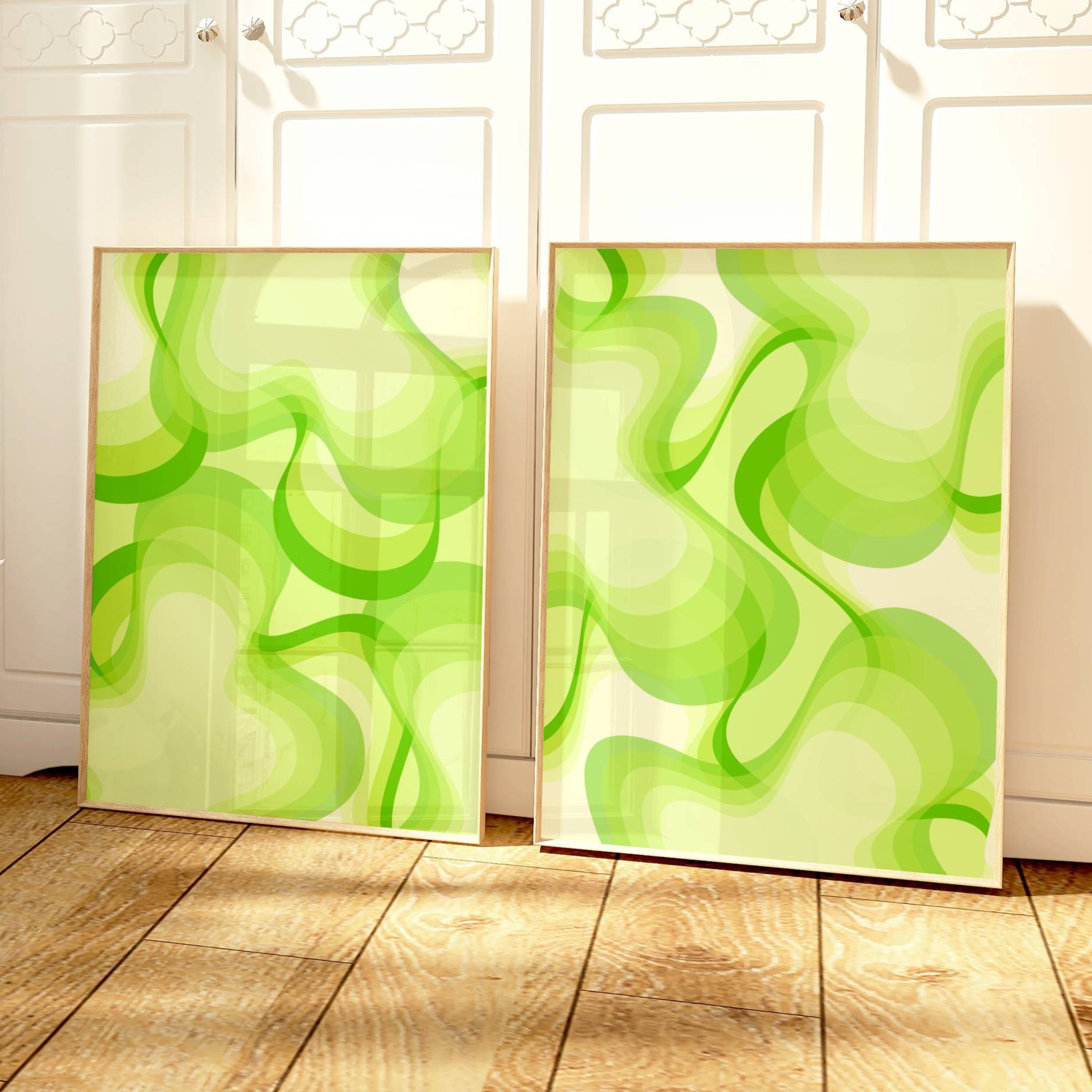 Bright Green Poster Set of Two Maximalist Wall Art Chartreuse Decor ...