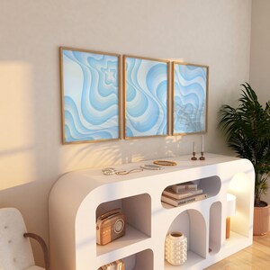 Light Blue Wall Art Set of 3, Preppy Room Decor Aesthetic Prints, Cute ...
