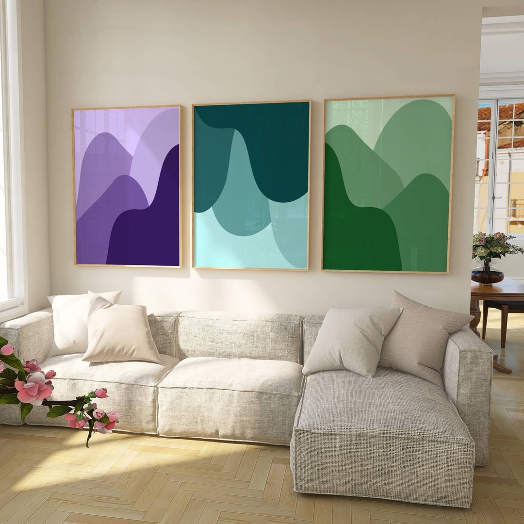 Contemporary Monochrome 3 Piece Wall Art Set, Bold Print MCM Decor ...