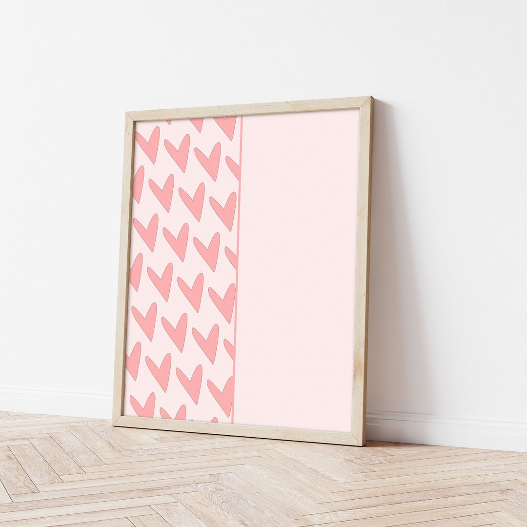 Cute Heart Poster Light Pink Wall Art Girly Home Decor - Etsy