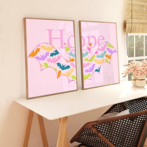 Custom Pink Halloween Wall Art Set of 2, Cute Spooky Decor for Kids ...