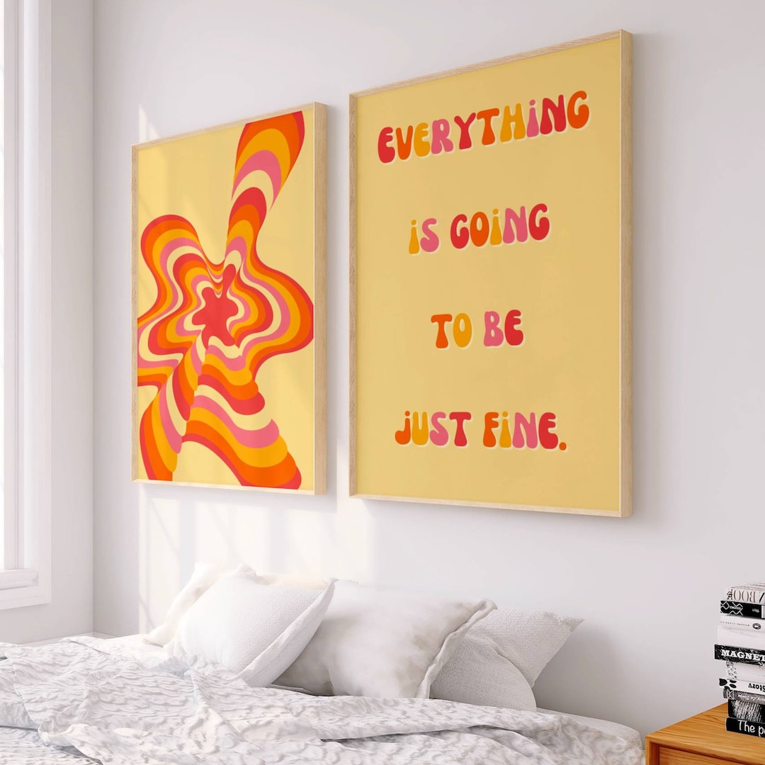 Fun Inspirational Quote Wall Art Set of 2, Funky Maximalist Wall Art ...