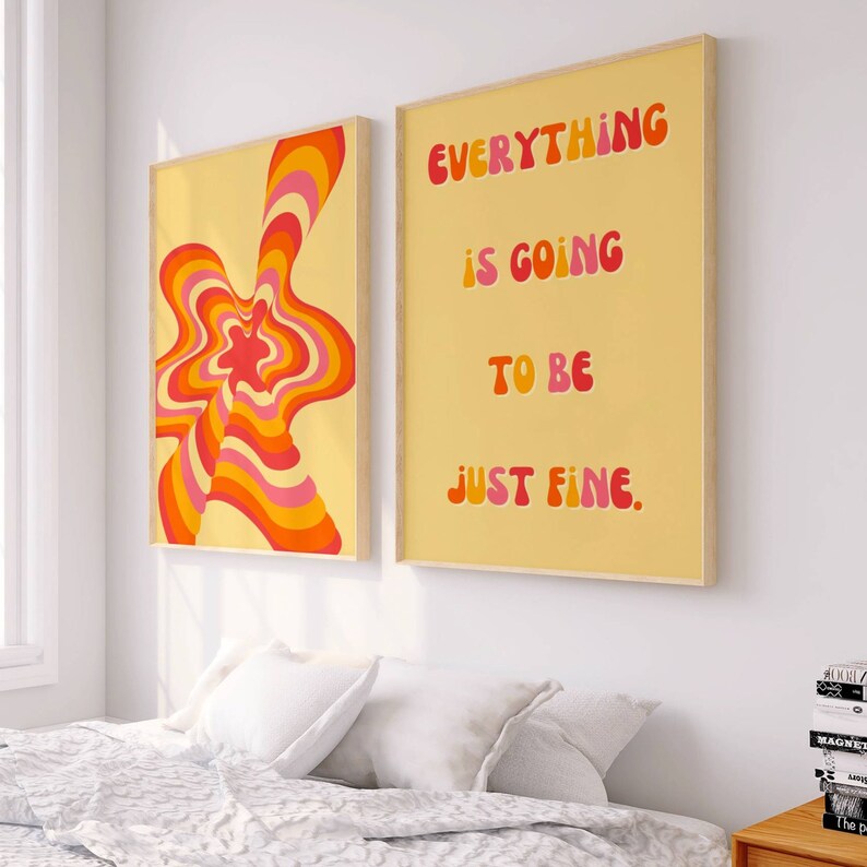 Fun Inspirational Quote Wall Art Set of 2, Funky Maximalist Wall Art ...