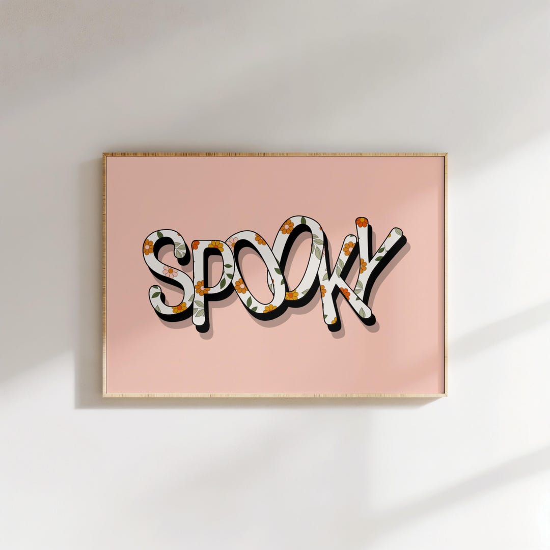 Spooky Pastel Halloween Wall Art Printable, Pink Halloween Decor for ...