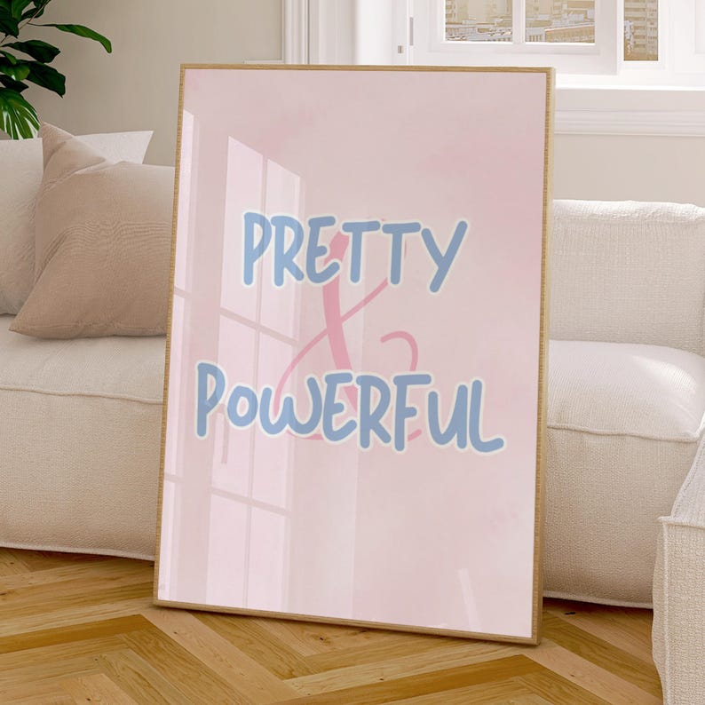 Preppy Wall Art Printable, Blue and Pink Dorm Room Decor, Girly ...