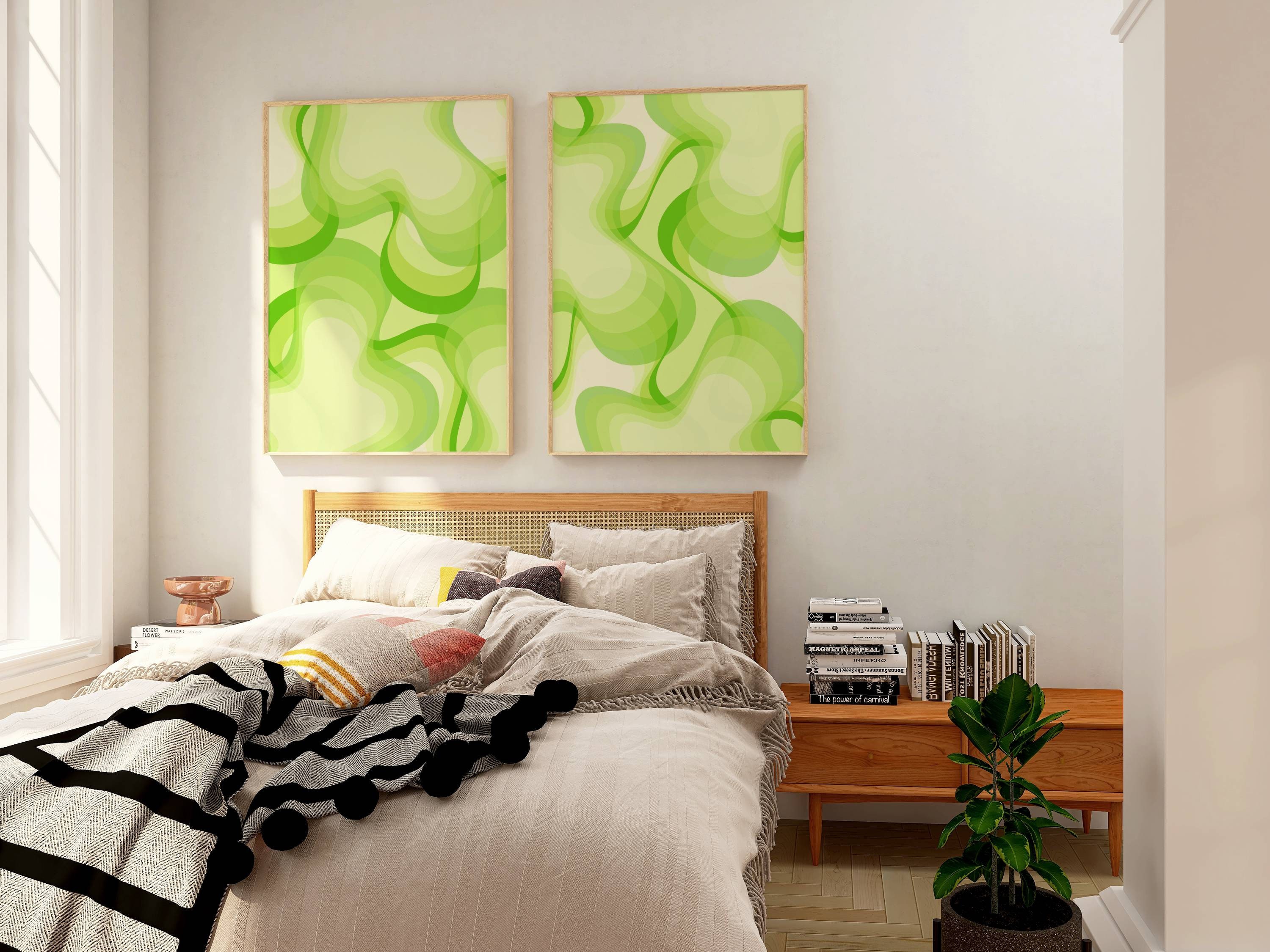 Bright Green Poster Set of Two Maximalist Wall Art - Etsy
