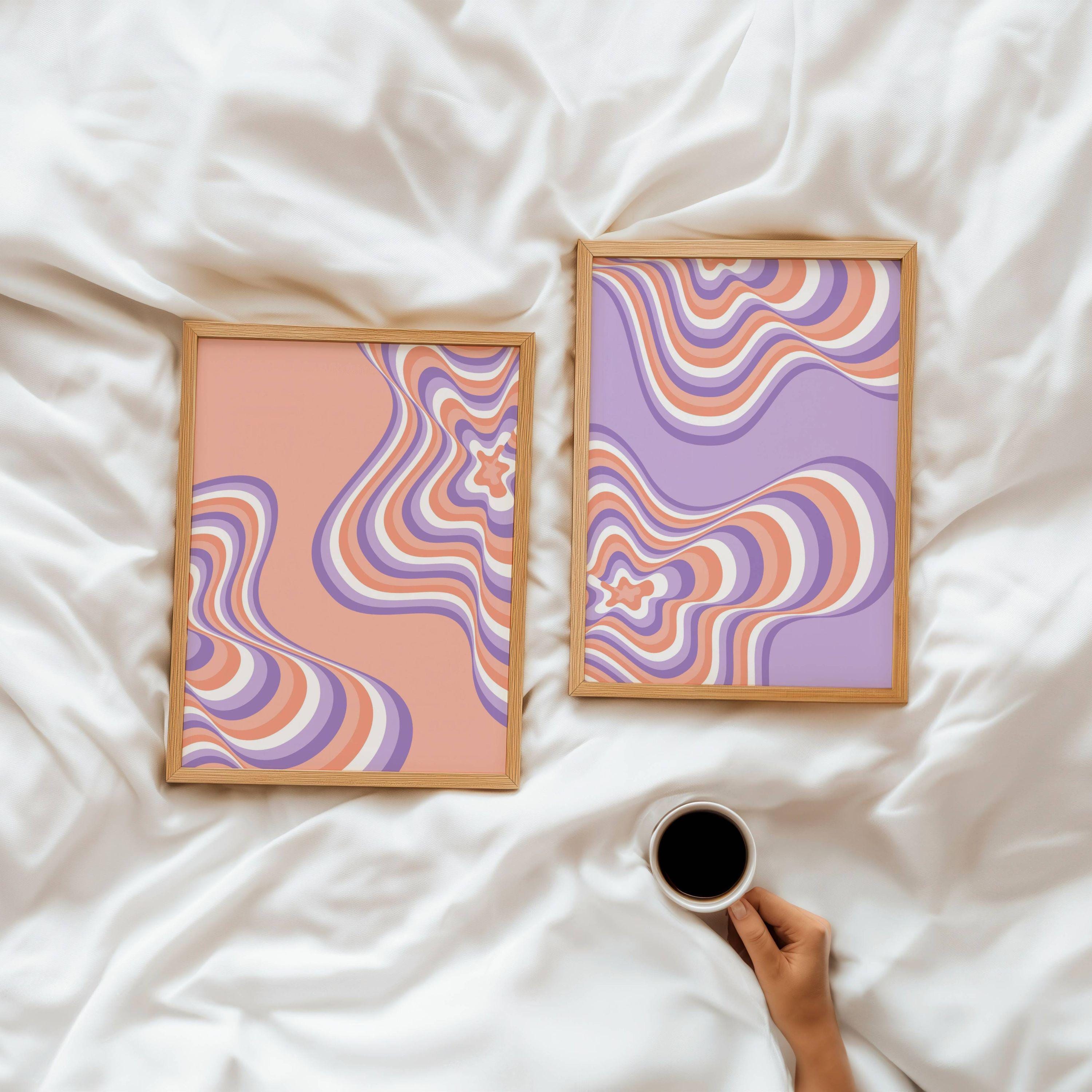 Purple and Orange Abstract Printable Wall Art Set of 2, Colorful ...