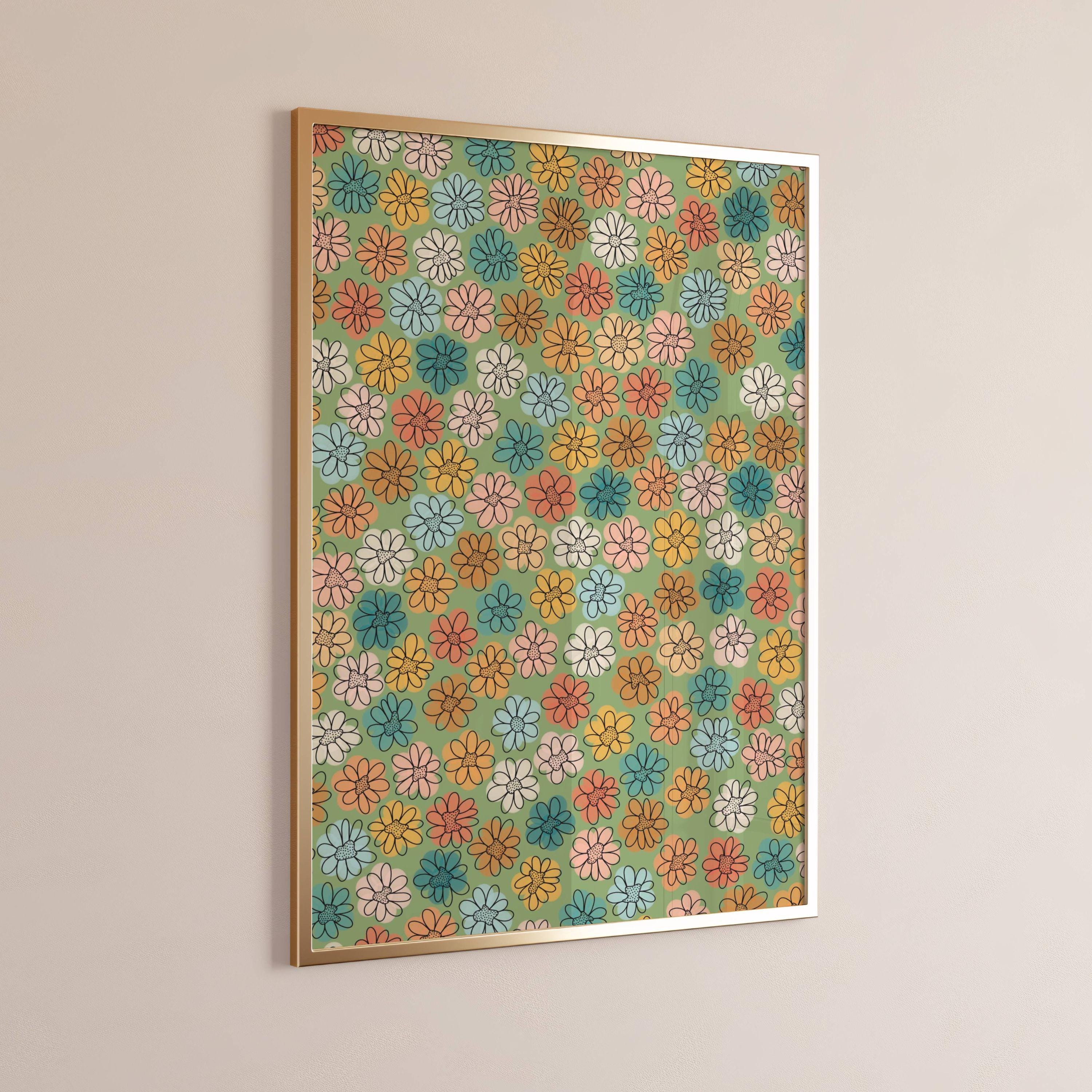 Boho Floral Wall Art Printable, Green Aesthetic Room Decor for Teen ...