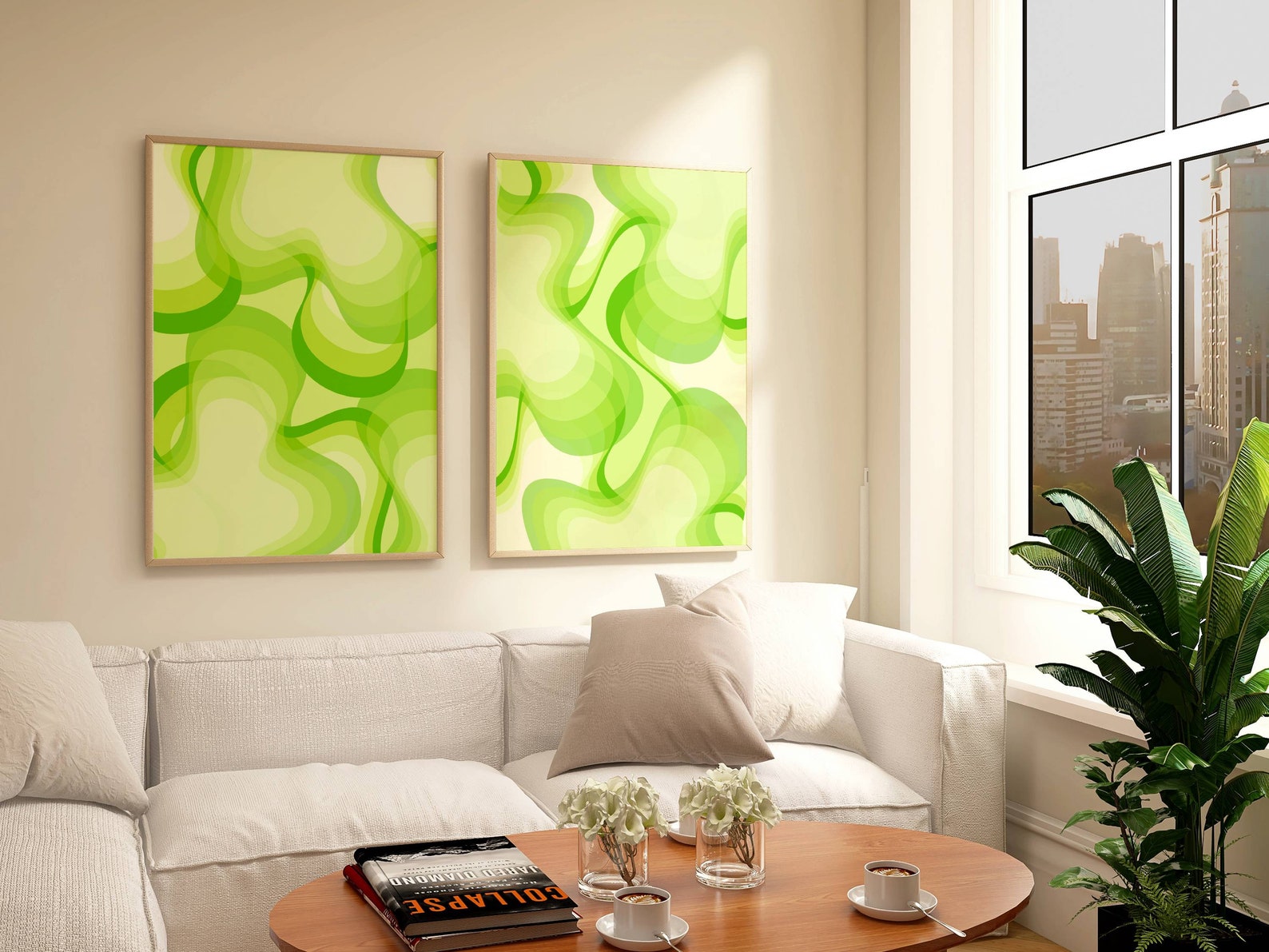 Bright Green Poster Set of Two Maximalist Wall Art - Etsy