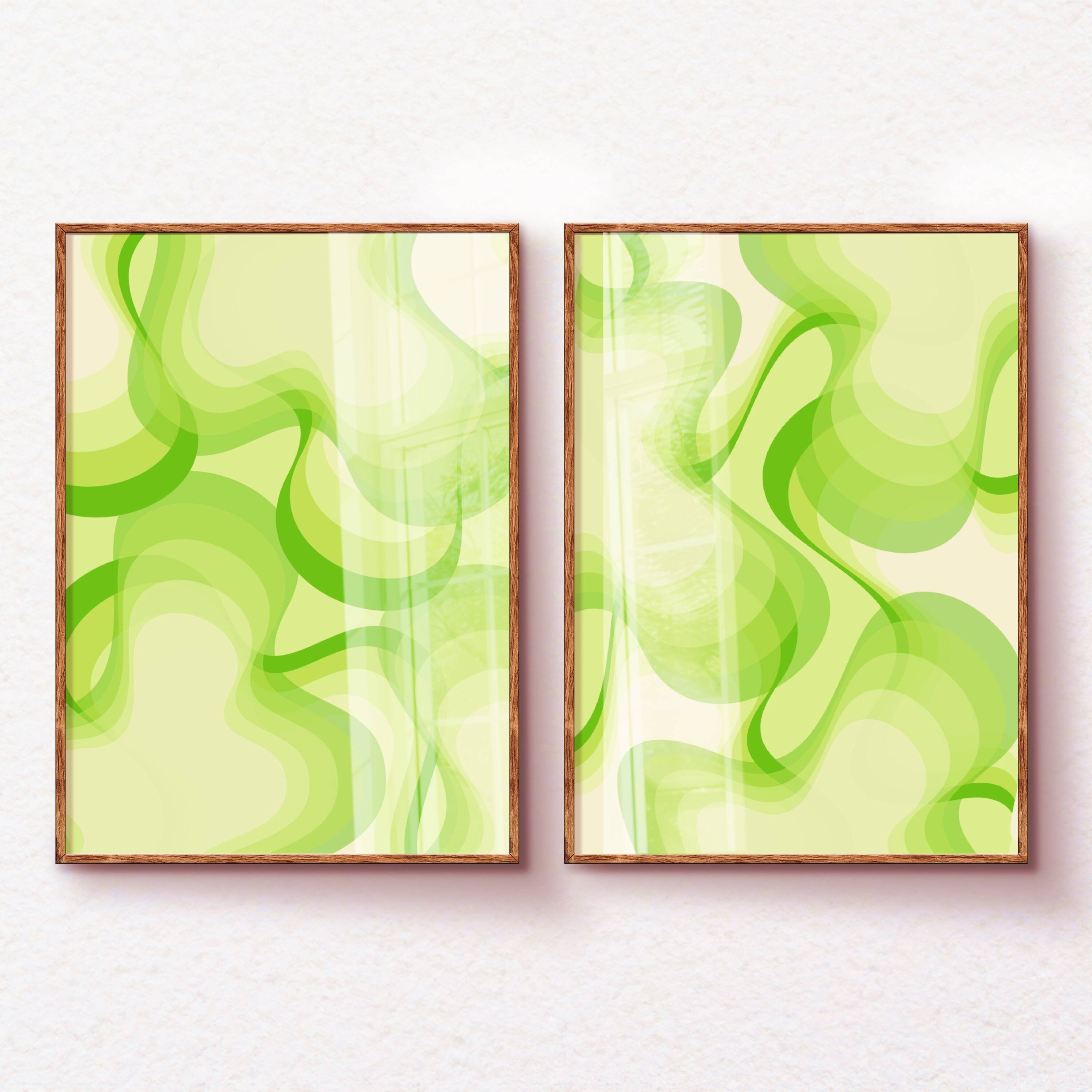 Bright Green Poster Set of Two Maximalist Wall Art Chartreuse Decor ...