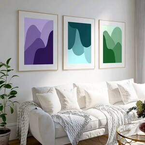 Contemporary Monochrome 3 Piece Wall Art Set, Bold Print MCM Decor ...