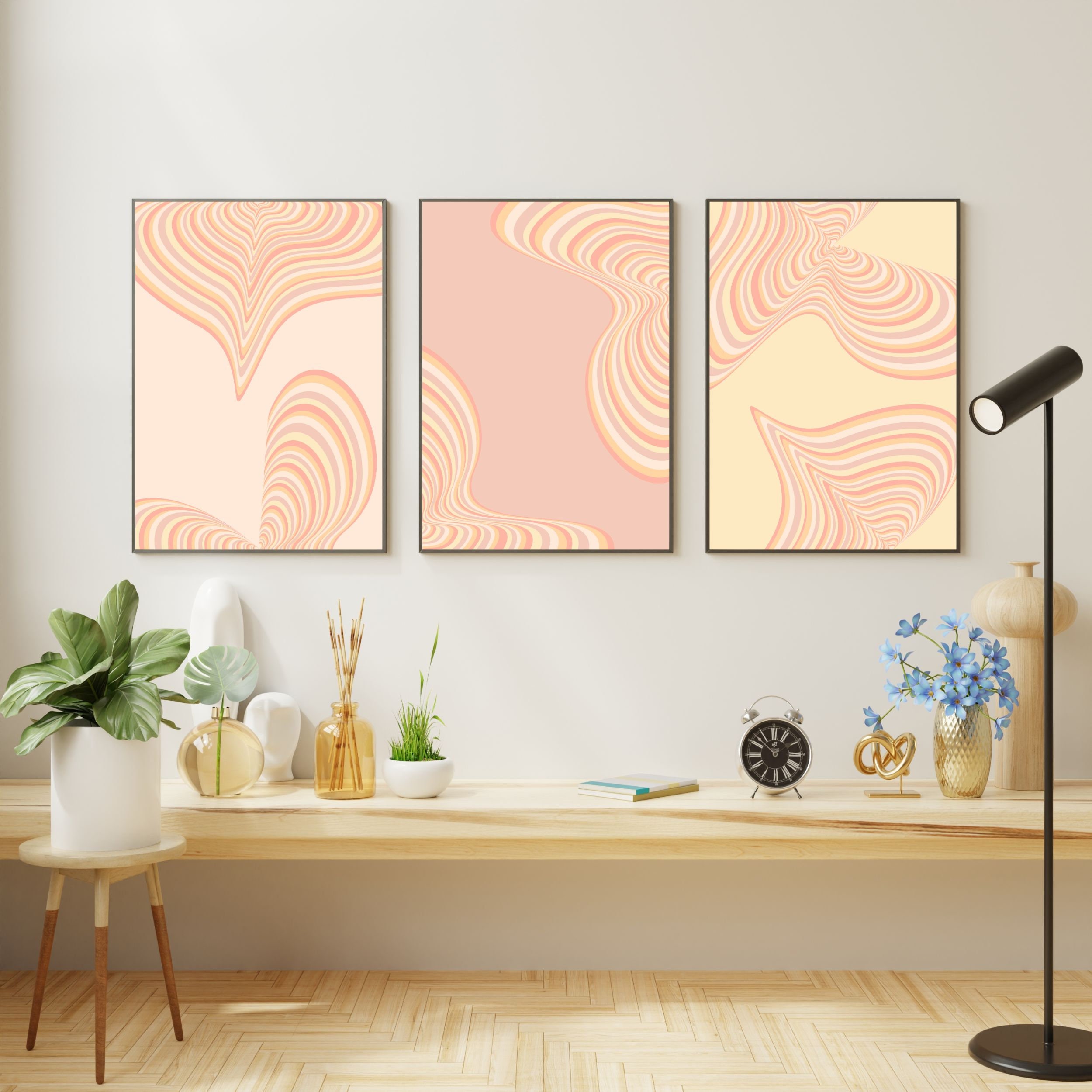 Pastel Wall Art Trio Set of Three Prints in a Preppy and - Etsy