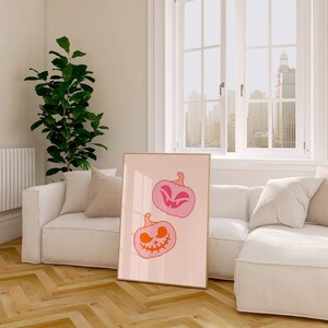 Spooky Pumpkins With Faces Cute Halloween Decor for Room Pink Pumpkin ...
