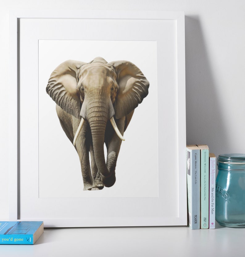 Elephant Print, Colour, Printable Wall Art, Digital Download Art ...