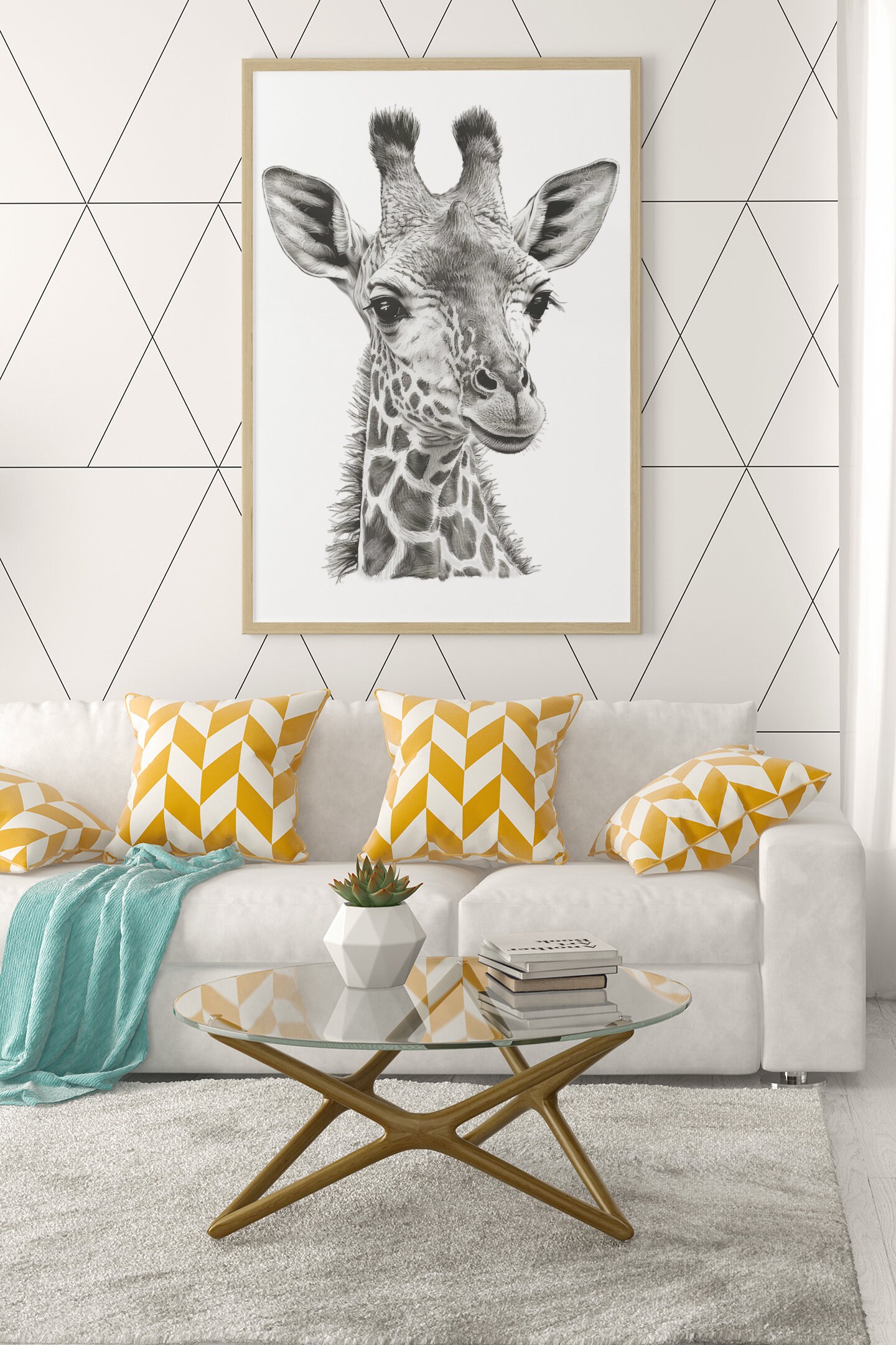 Cute-giraffe Print, Black & White, Digital Download Art, Cute-giraffe ...
