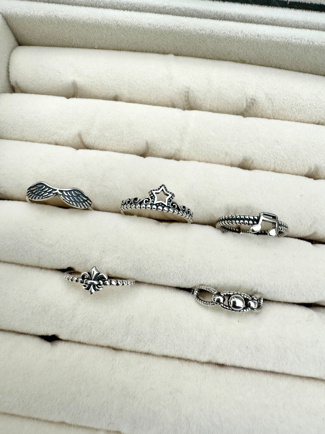 925 Sterling Silver Pinky Ring, Dainty Ring, Star Crown, Musical Note ...