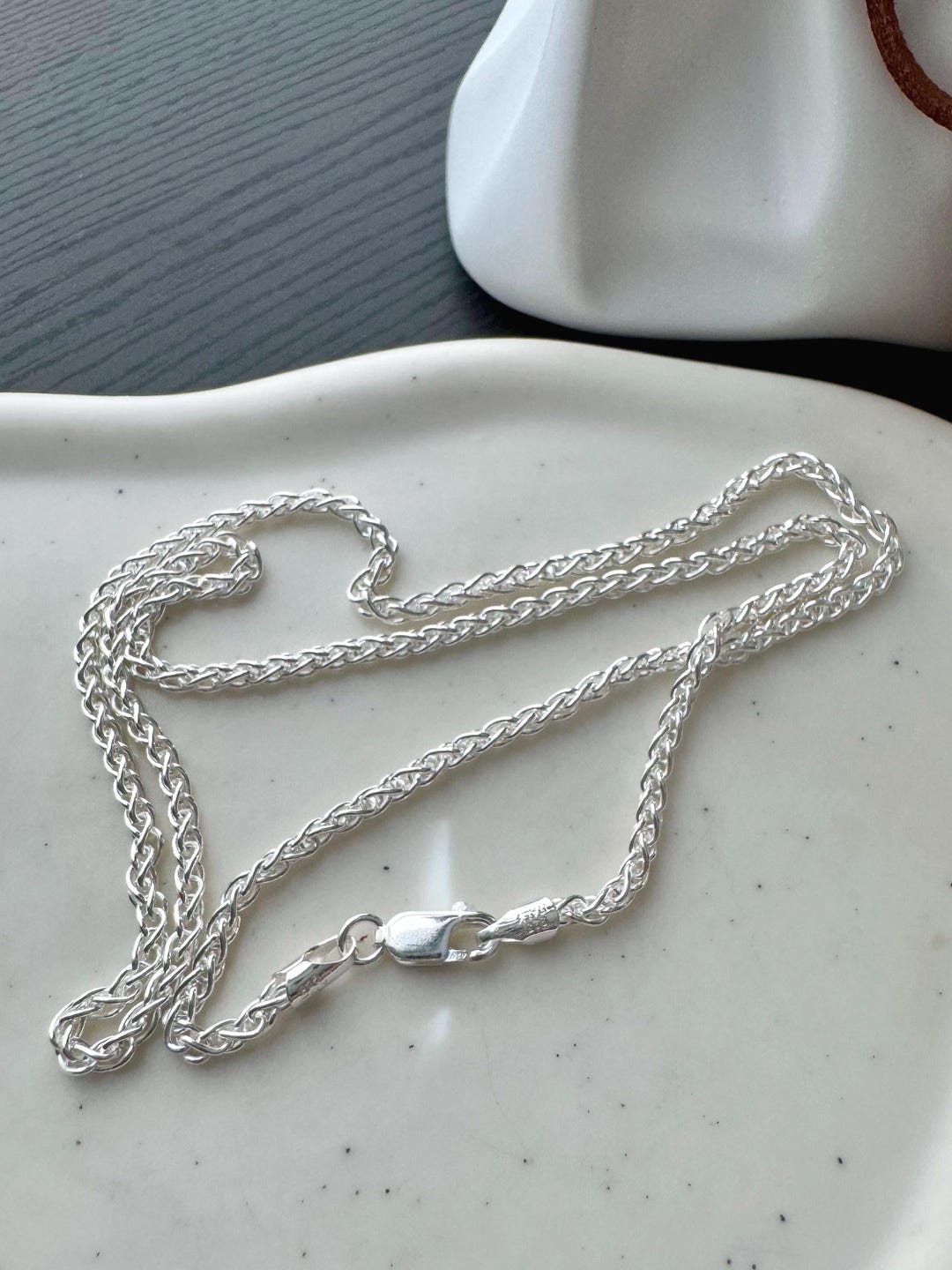 Sterling Silver 925 Wheat Link Necklace, Wheat Link Chain, Italian ...