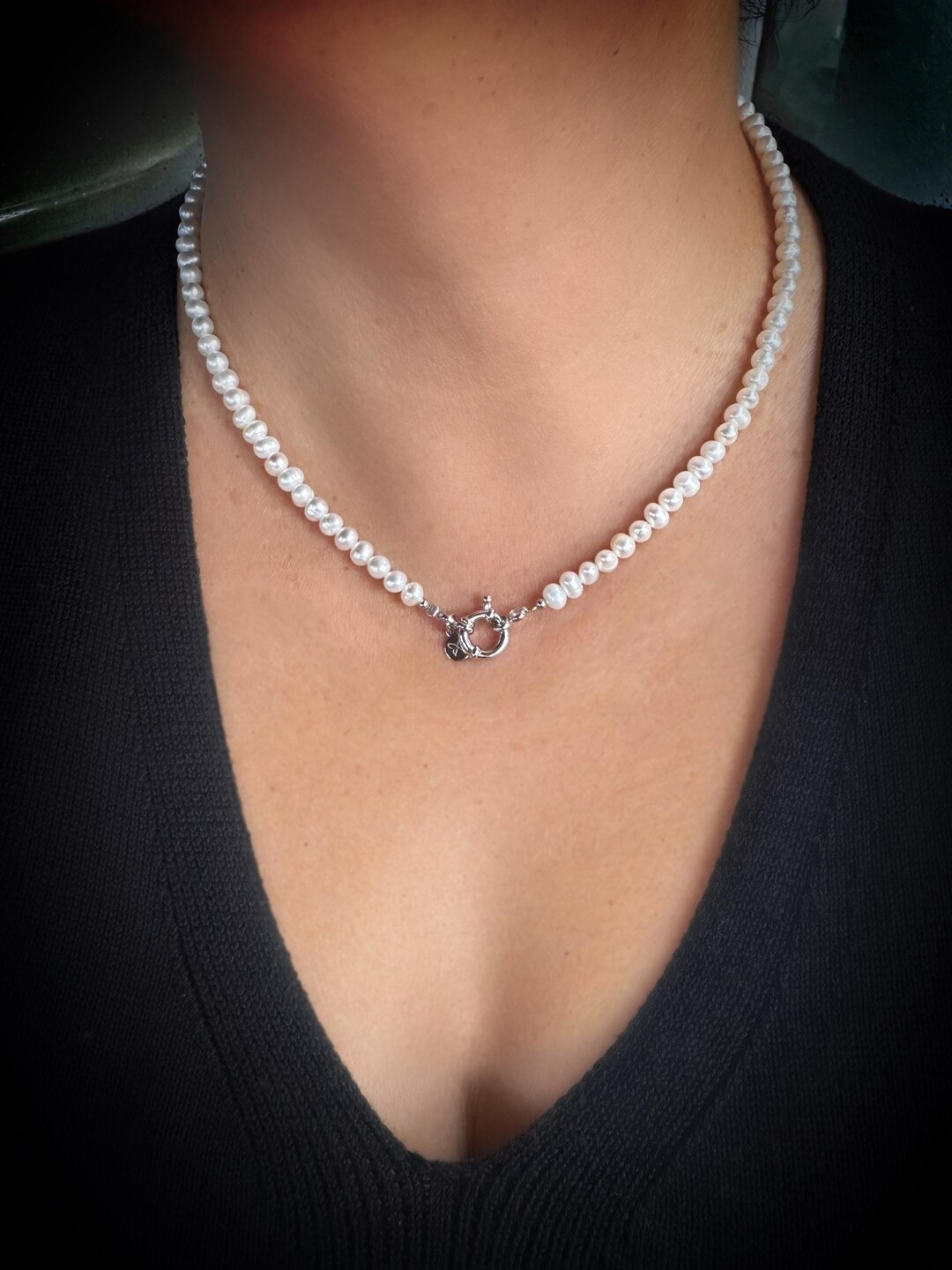 Sterling Silver Natural High Quality Freshwater Pearl String Necklace ...