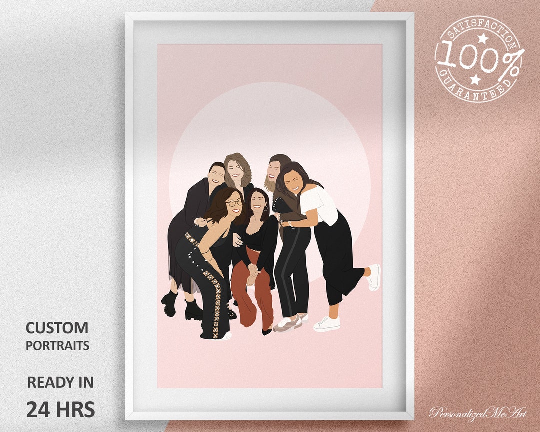 Custom Friends Faceless Portrait, Custom Illustration, Personalized ...