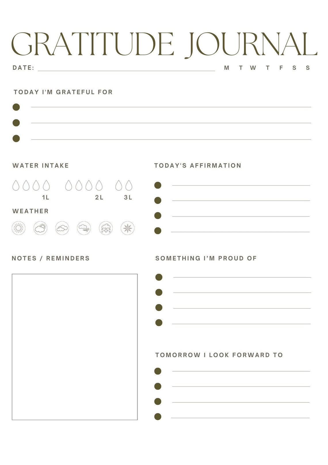 Gratitude Journal Printable, Instant Download, Gratitude, Affirmations ...