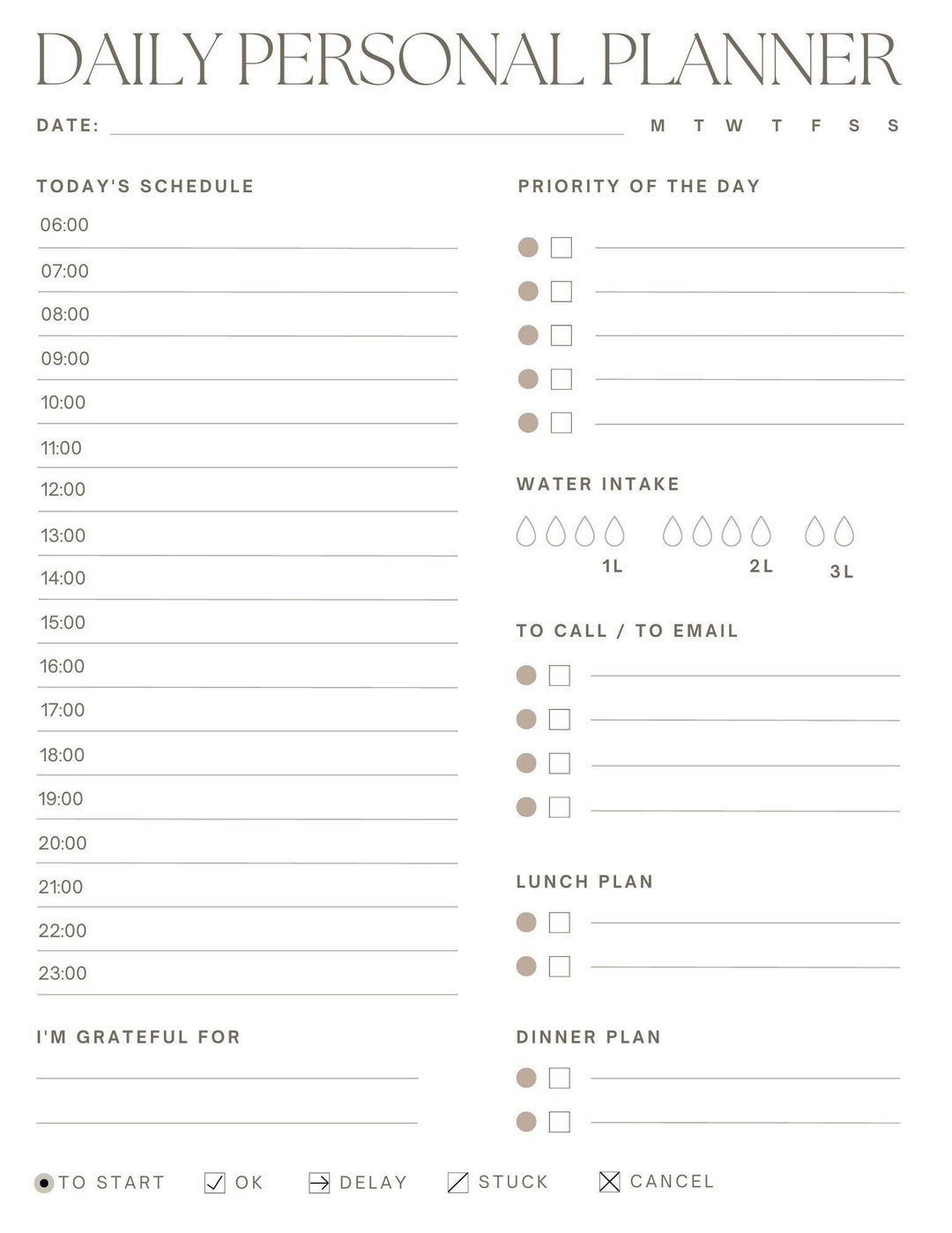 Daily Planner Printable, Instant Download, Personal Planner, to Dos ...
