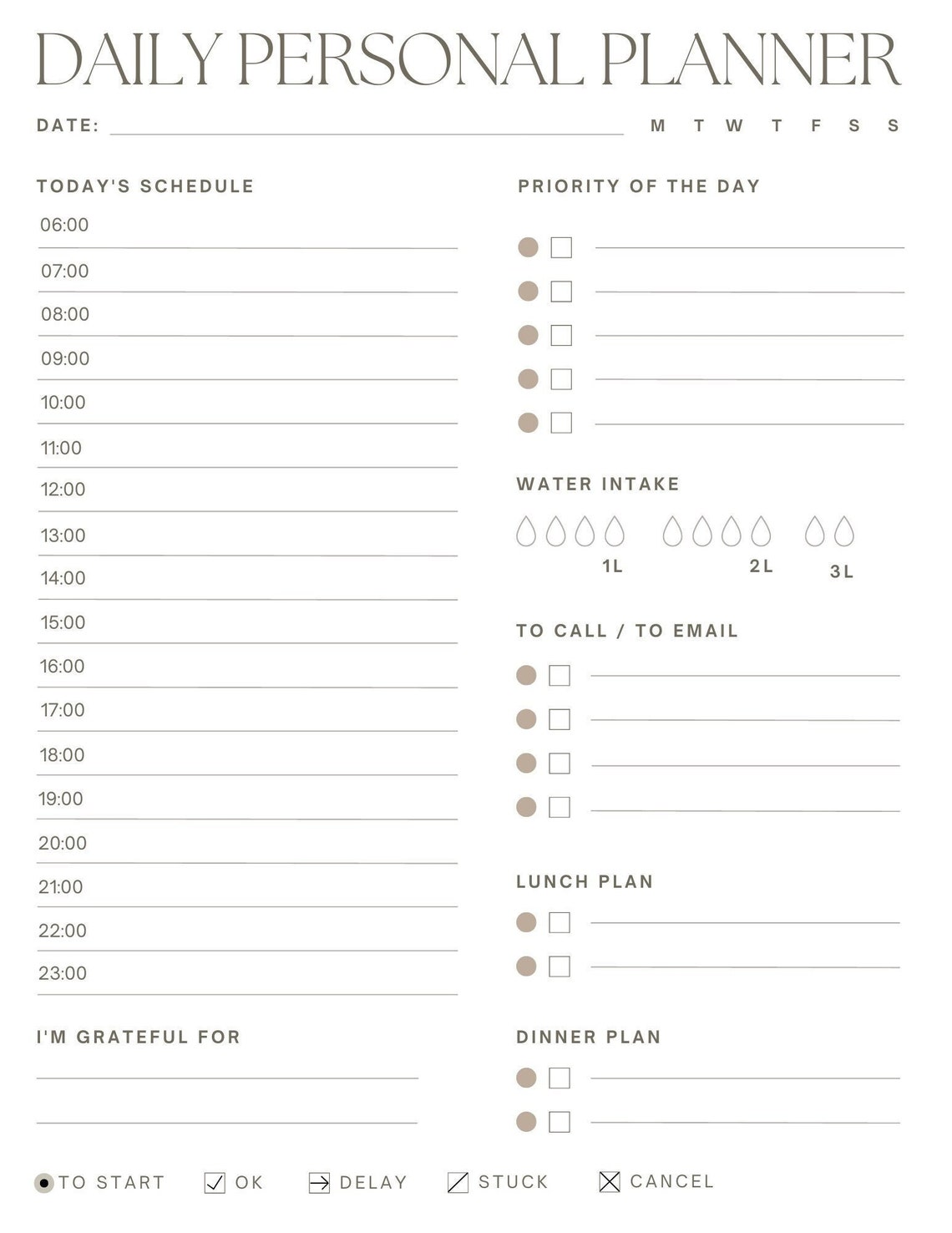 Daily Planner Printable, Instant Download, Personal Planner, to Dos ...