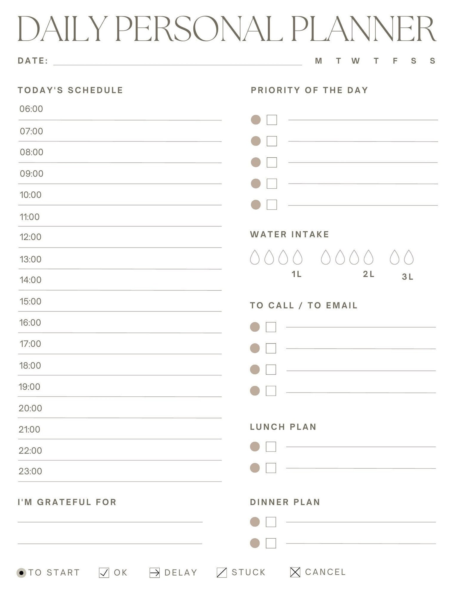Daily Planner Printable, Instant Download, Personal Planner, to Dos ...