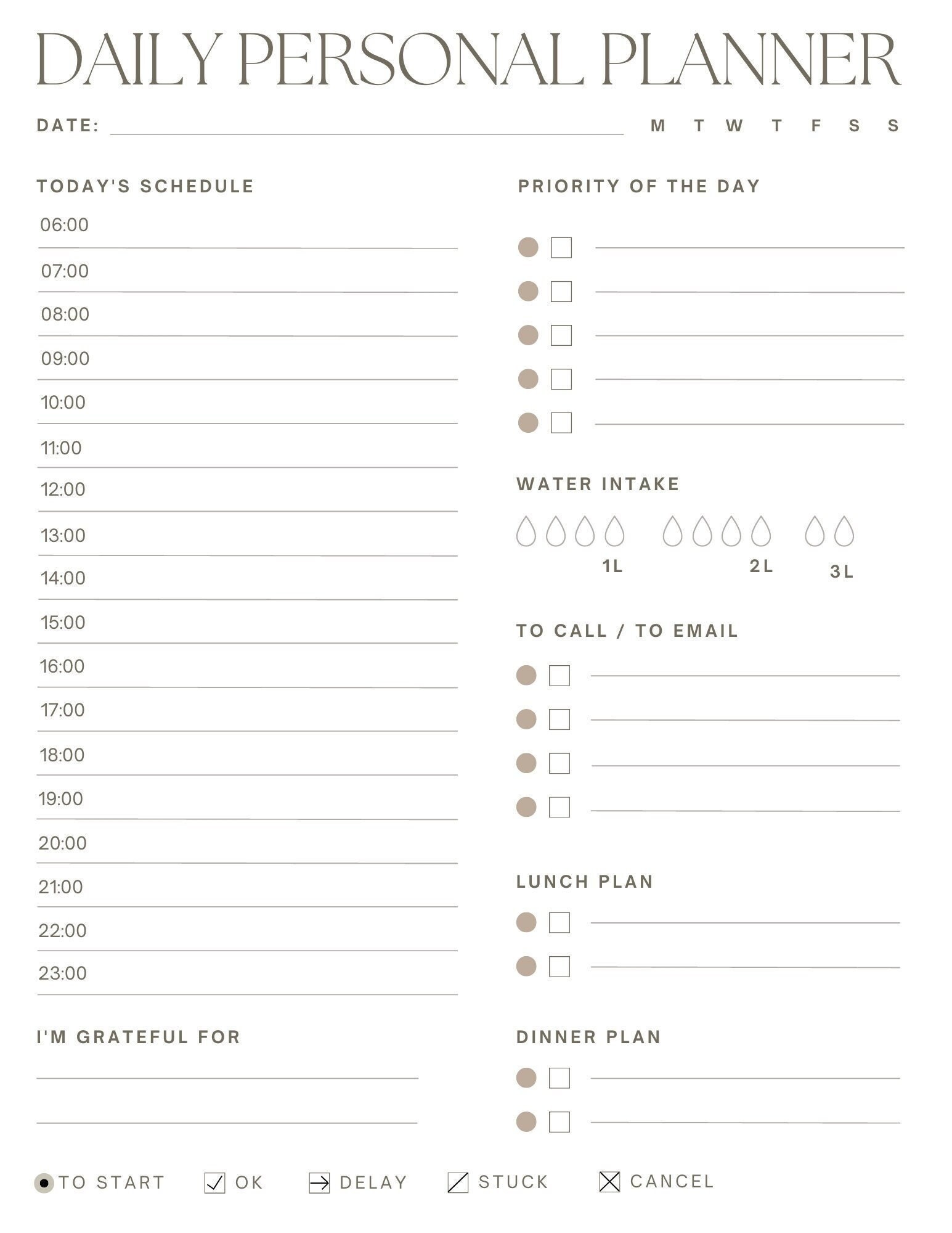 Daily Planner Printable, Instant Download, Personal Planner, to Dos ...