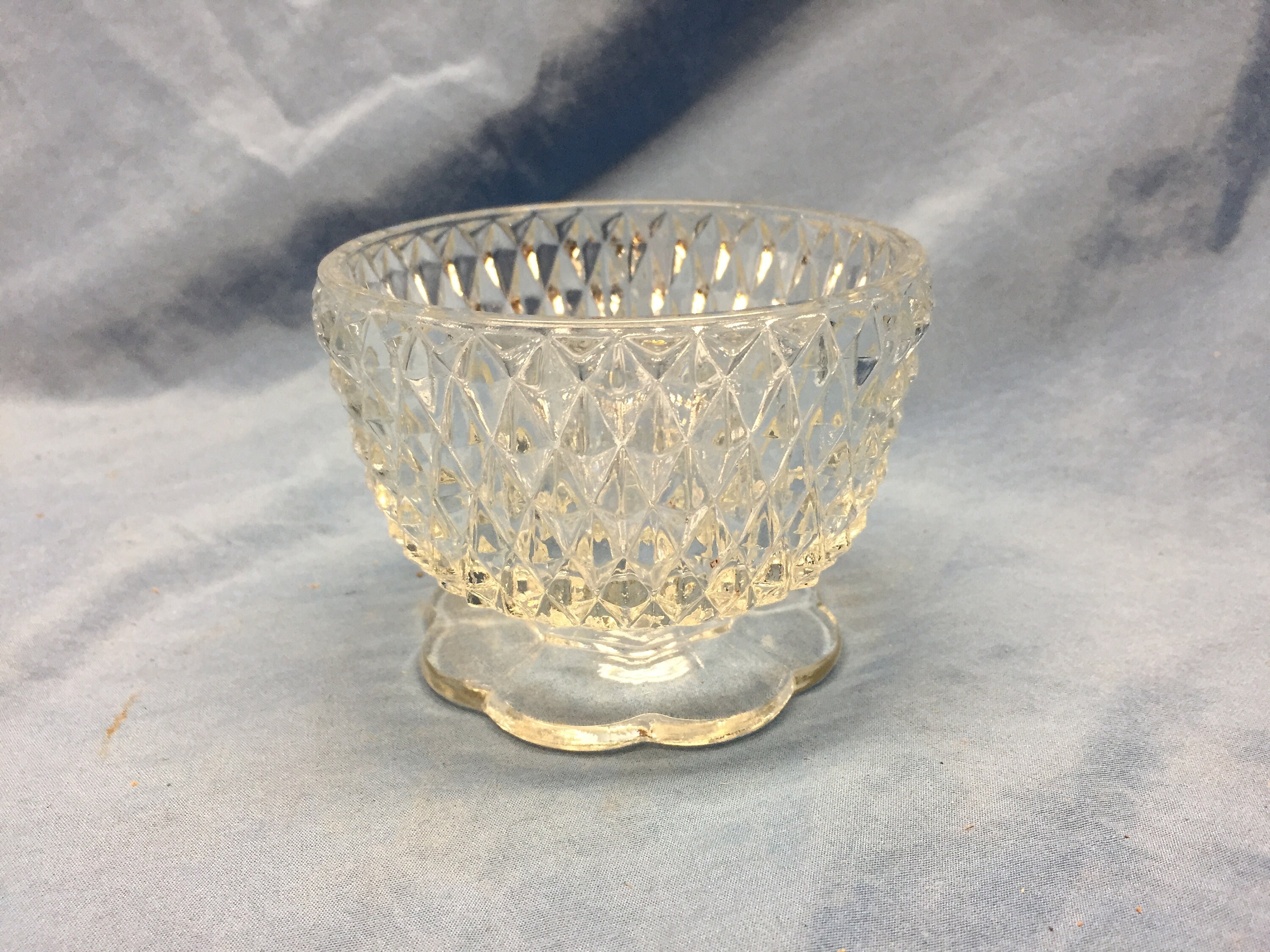 Vintage DIAMOND POINT by Indiana Glass Crystal Glass Pedestal Bowls set ...
