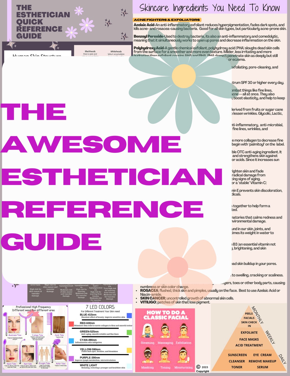 8.5"x11" Printable Esthetician Quick Reference Guide. Keep the ...