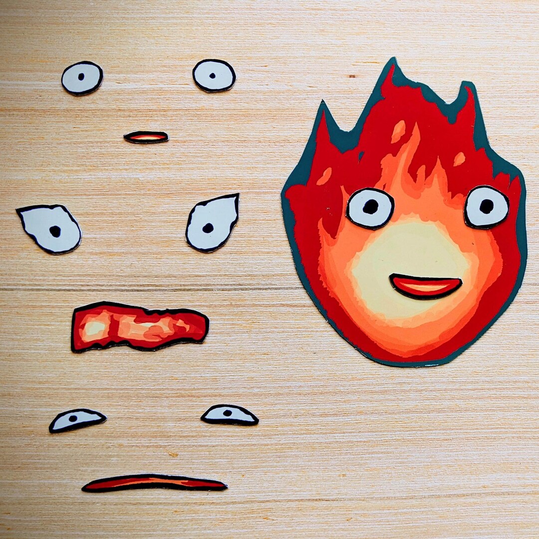 Calcifer Mix and Match Face Fridge Magnet Set Howl's Moving Castle ...