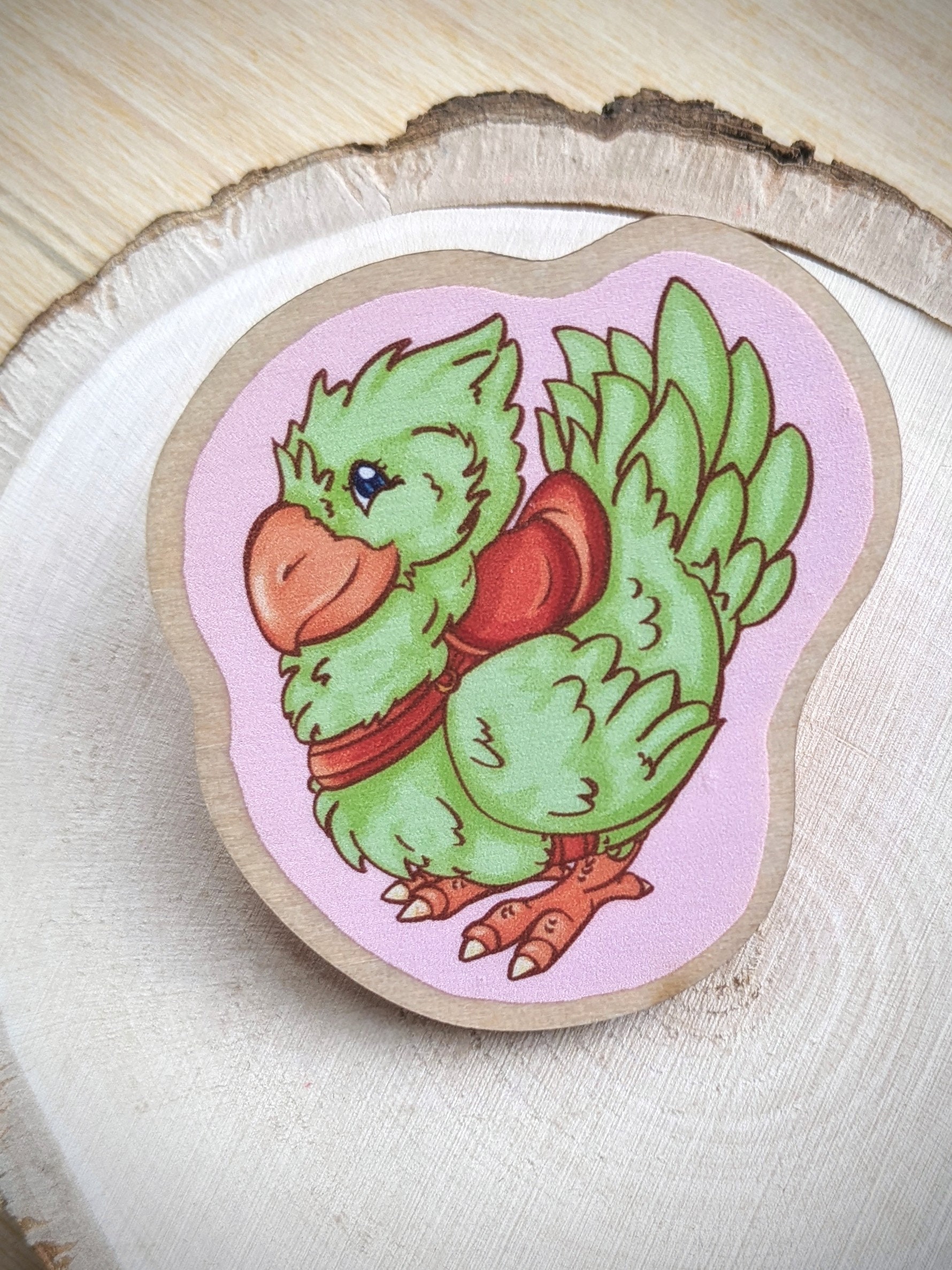 Final Fantasy Chocobo and Moogle Wood Pin Badges - Etsy