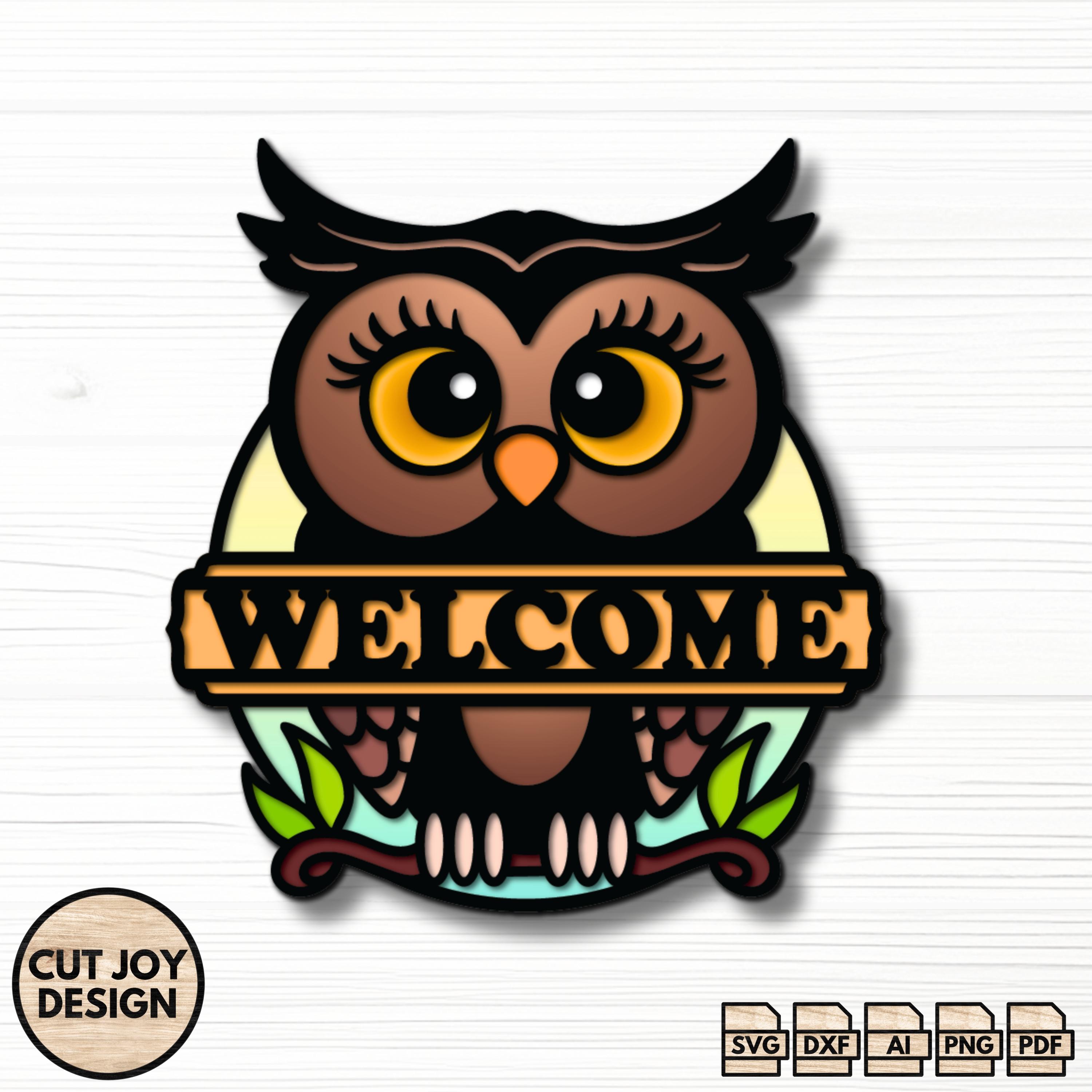 Personalized Owl Welcome Sign SVG Rustic Farmhouse Laser Cut File - Etsy