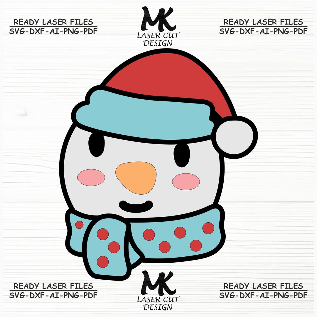 Cute Snowman Svg, Png, Pdf, Dxf and Ai , Laser Cut Files for Cricut and ...