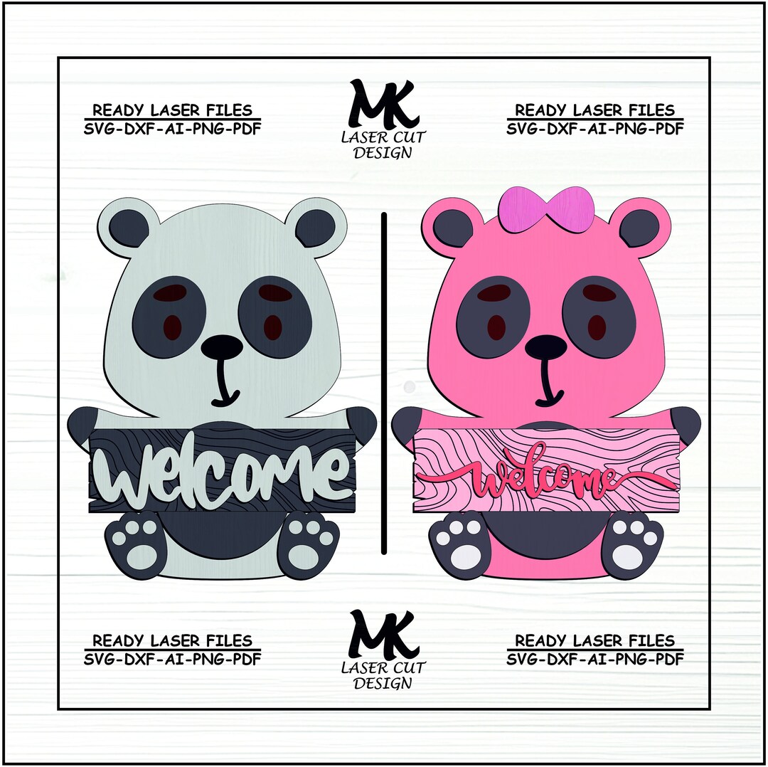 Panda Svg, Animal Svg for Laser, Panda Silhouette Svg, Laser Cutting ...