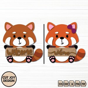 Custom Red Panda Name Sign SVG – Laser Cut Welcome Sign Bundle ...