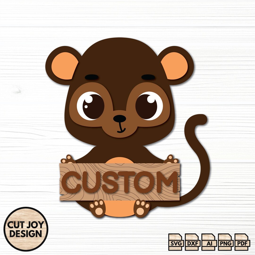 Monkey Name Sign SVG – Laser Cut Jungle Nursery Decor (digital Download ...
