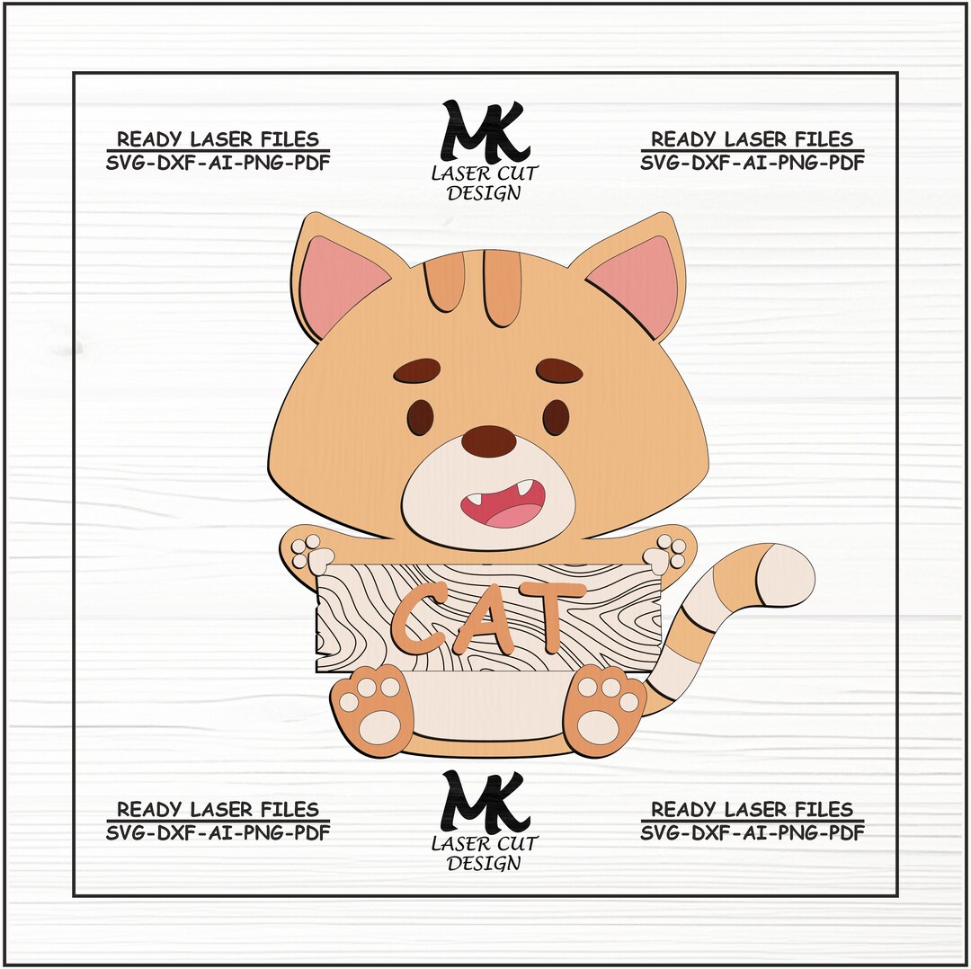 Cat SVG Laser Cut Files for Glowforge and All Lasers Personalizable ...
