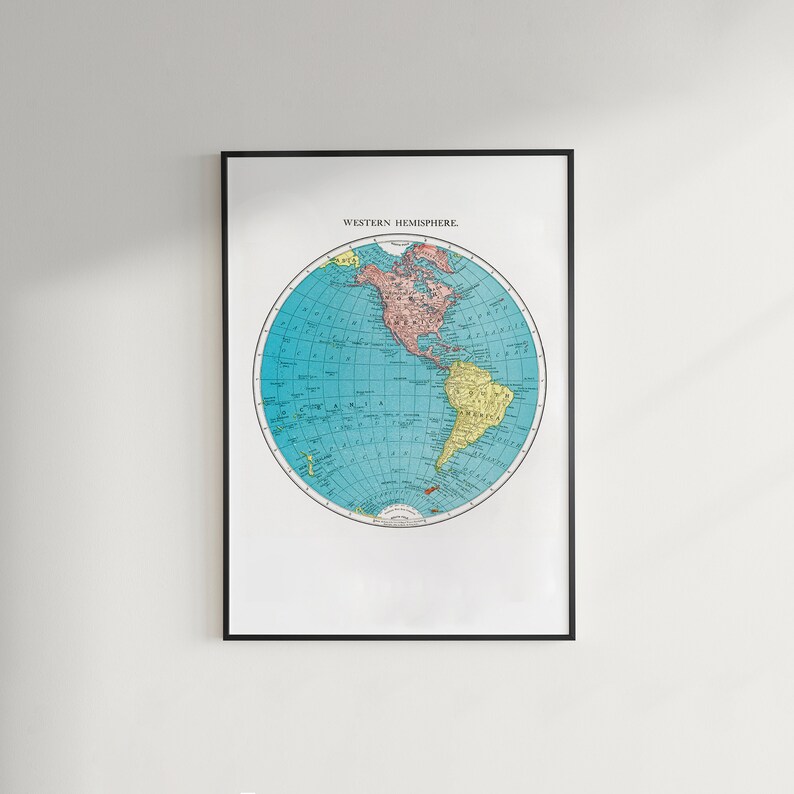 Continent Map Western Hemisphere Minimalist Poster - Etsy