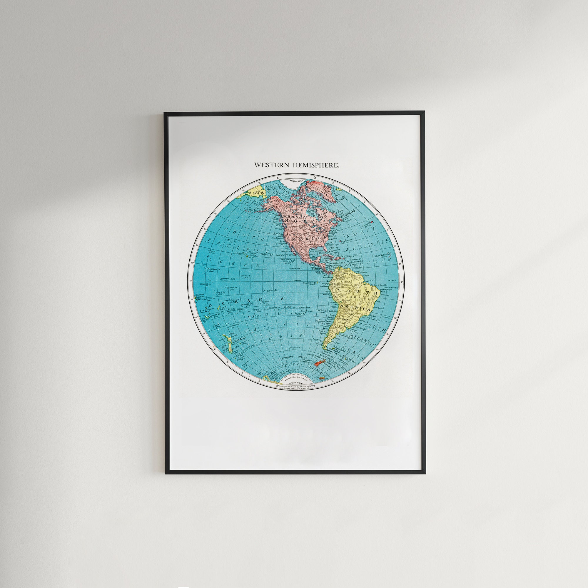 Continent Map Western Hemisphere Minimalist Poster - Etsy