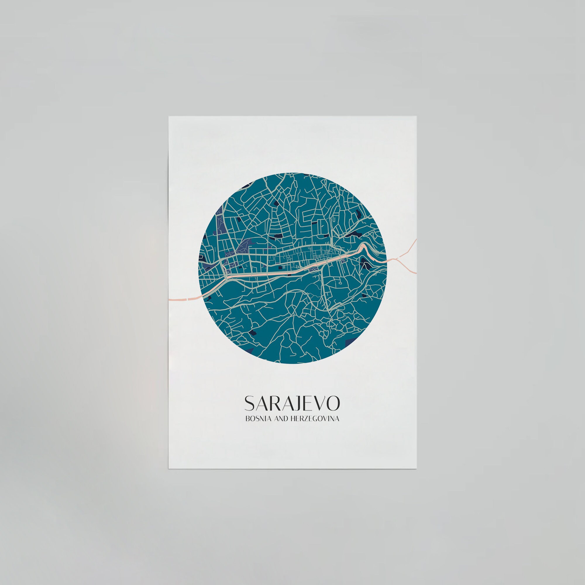 Printable Sarajevo Circle Map Minimalist Poster - Etsy