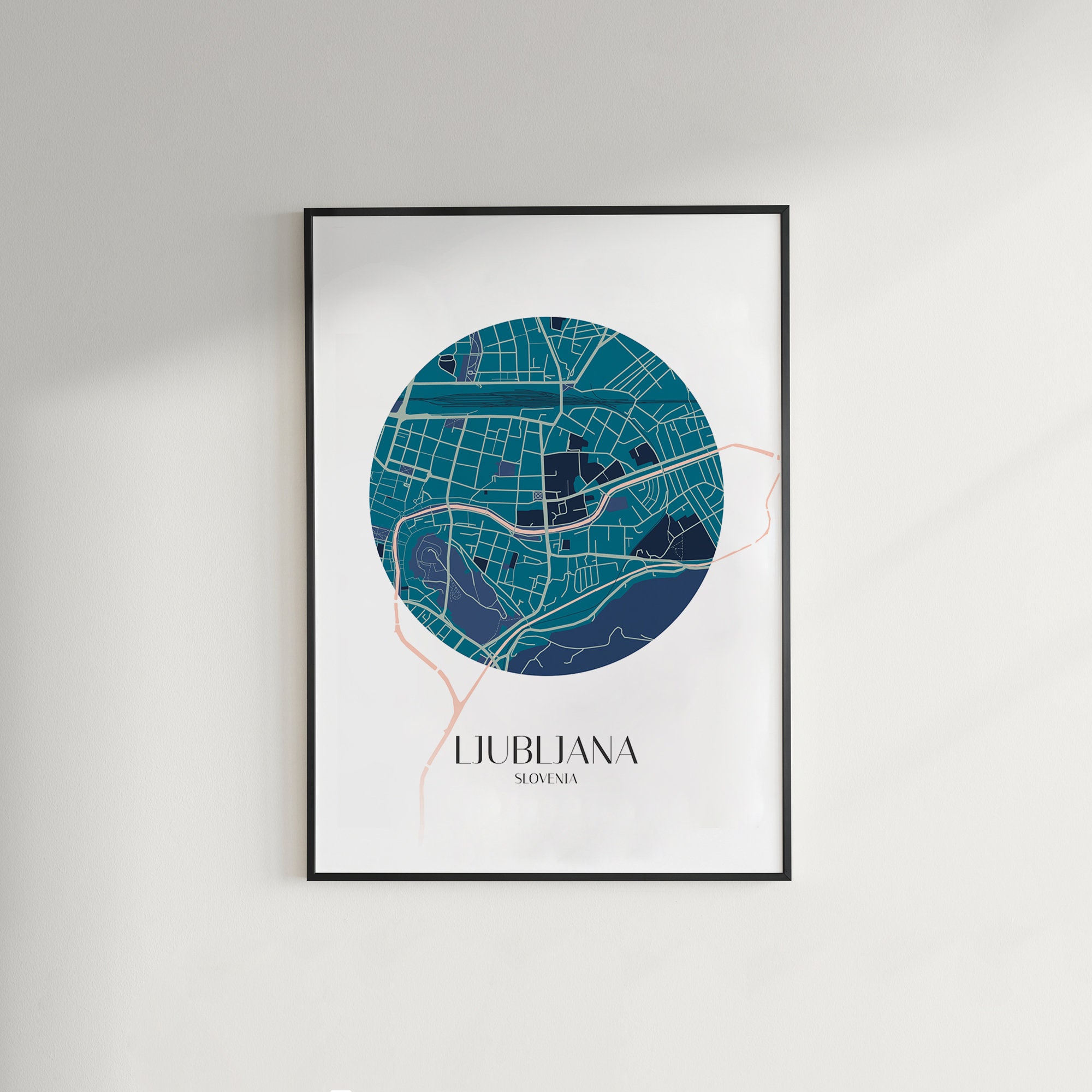 Printable Ljubljana Circle Map Minimalist Poster - Etsy