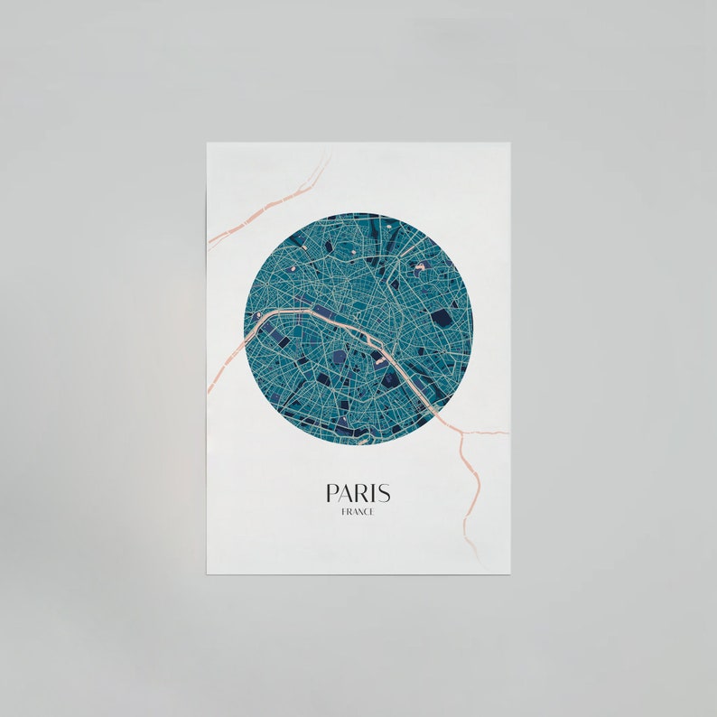 Printable Paris Circle Map Minimalist Poster - Etsy