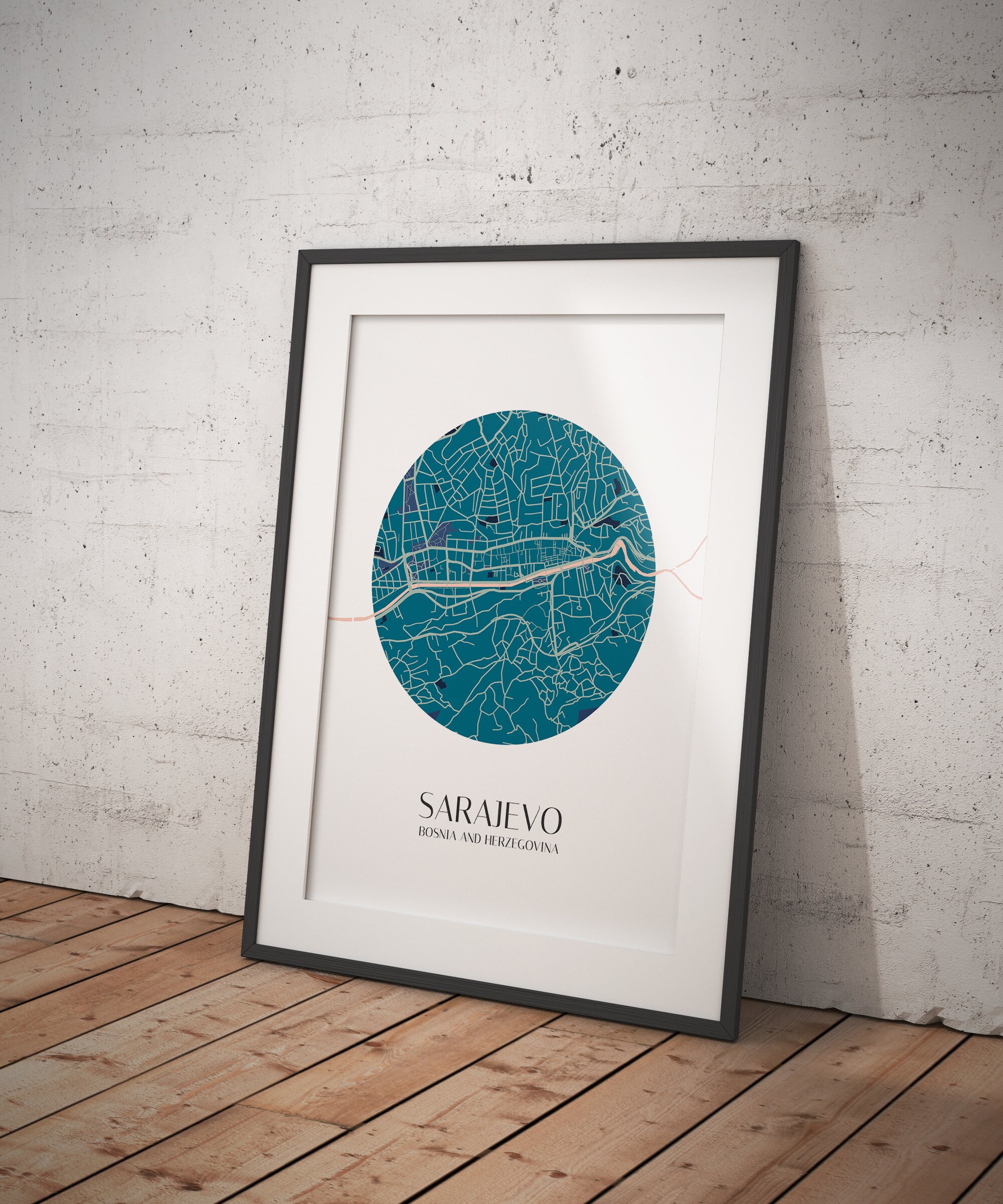 Printable Sarajevo Circle Map Minimalist Poster - Etsy