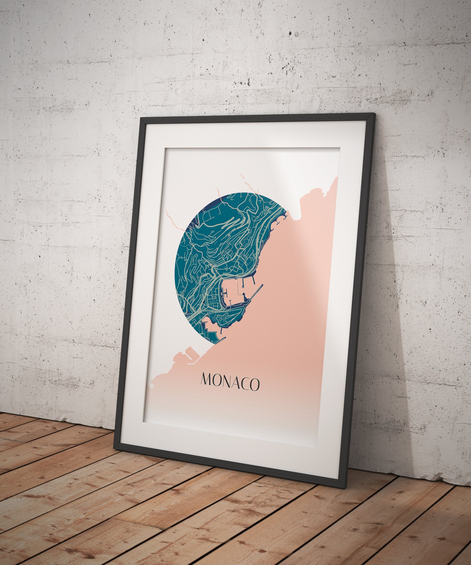 Printable Monaco Circle Map Minimalist Poster - Etsy