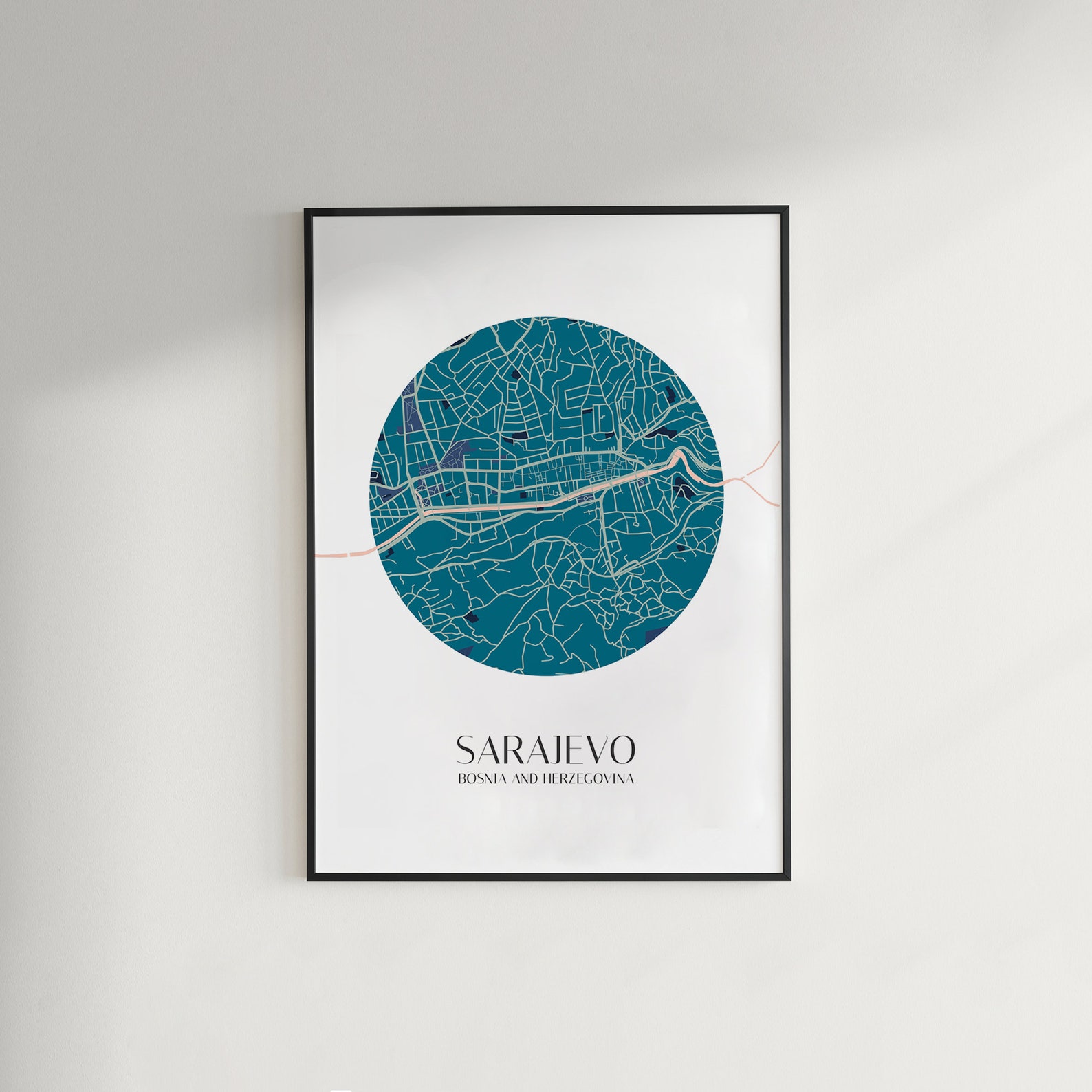 Printable Sarajevo Circle Map Minimalist Poster - Etsy