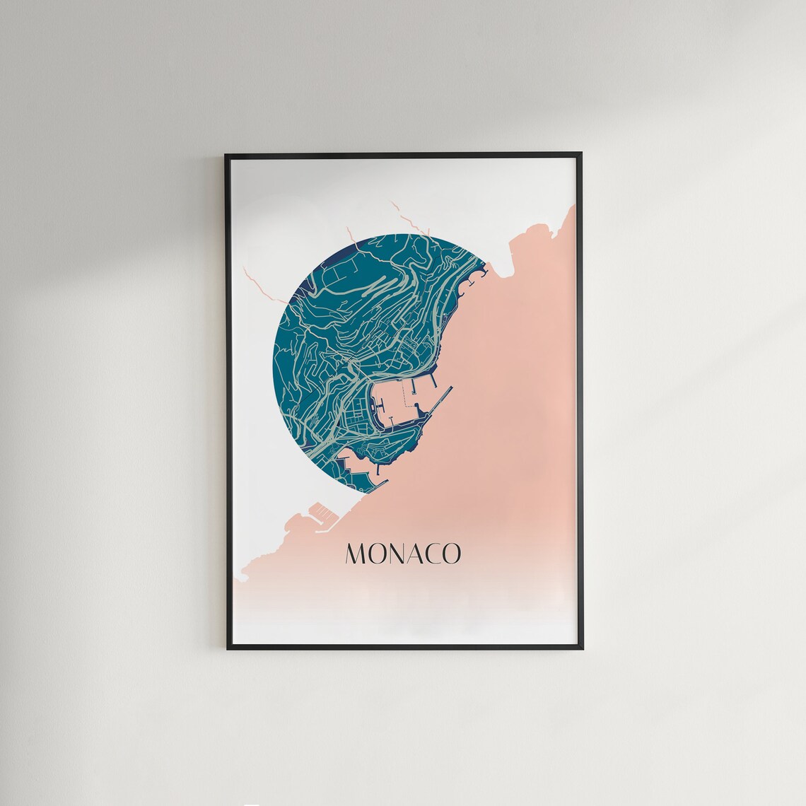 Printable Monaco Circle Map Minimalist Poster - Etsy