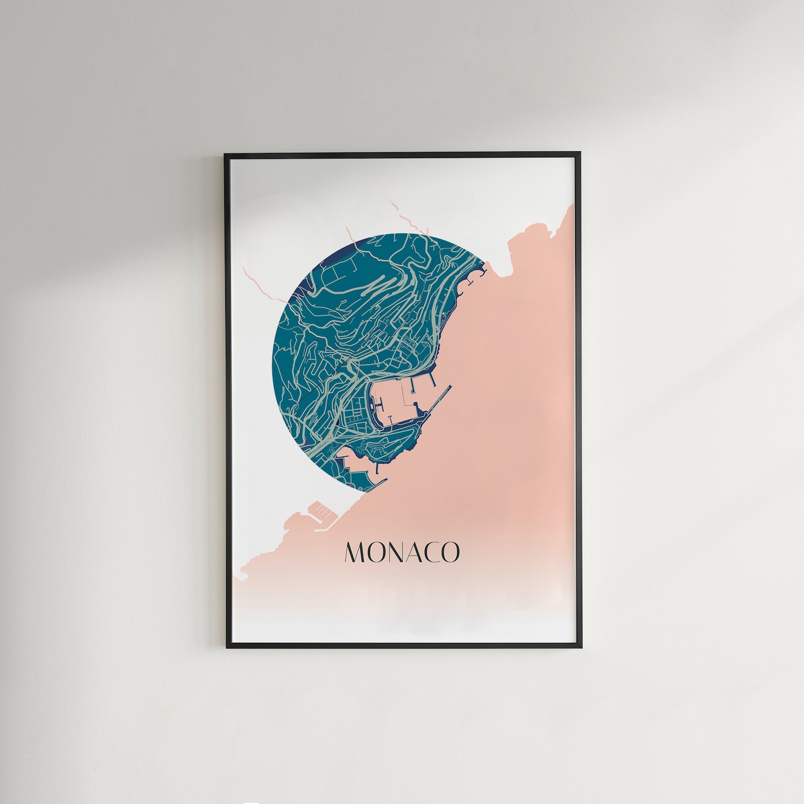 Printable Monaco Circle Map Minimalist Poster - Etsy